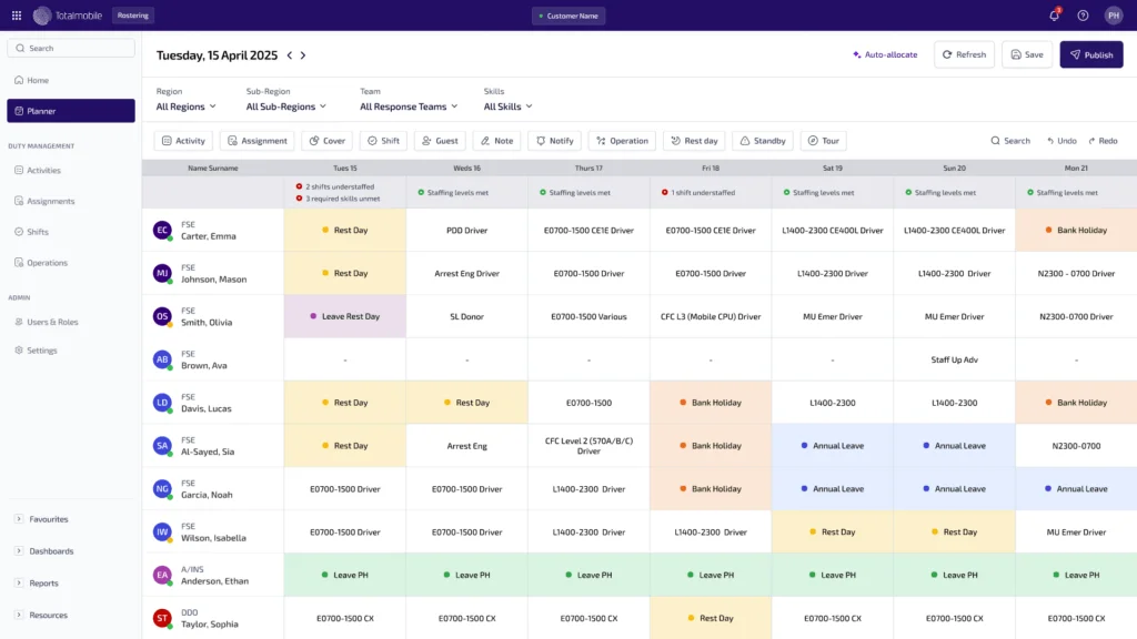 Rostering Software | Totalmobile