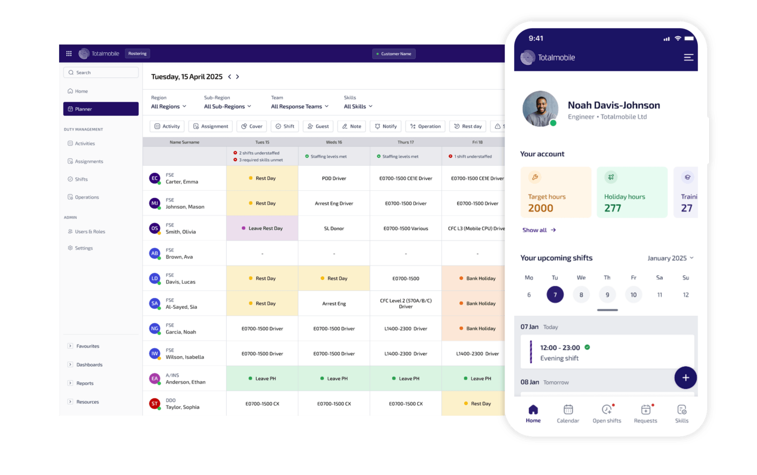 Staff Rostering App for Shift-Based Workforces | Totalmobile