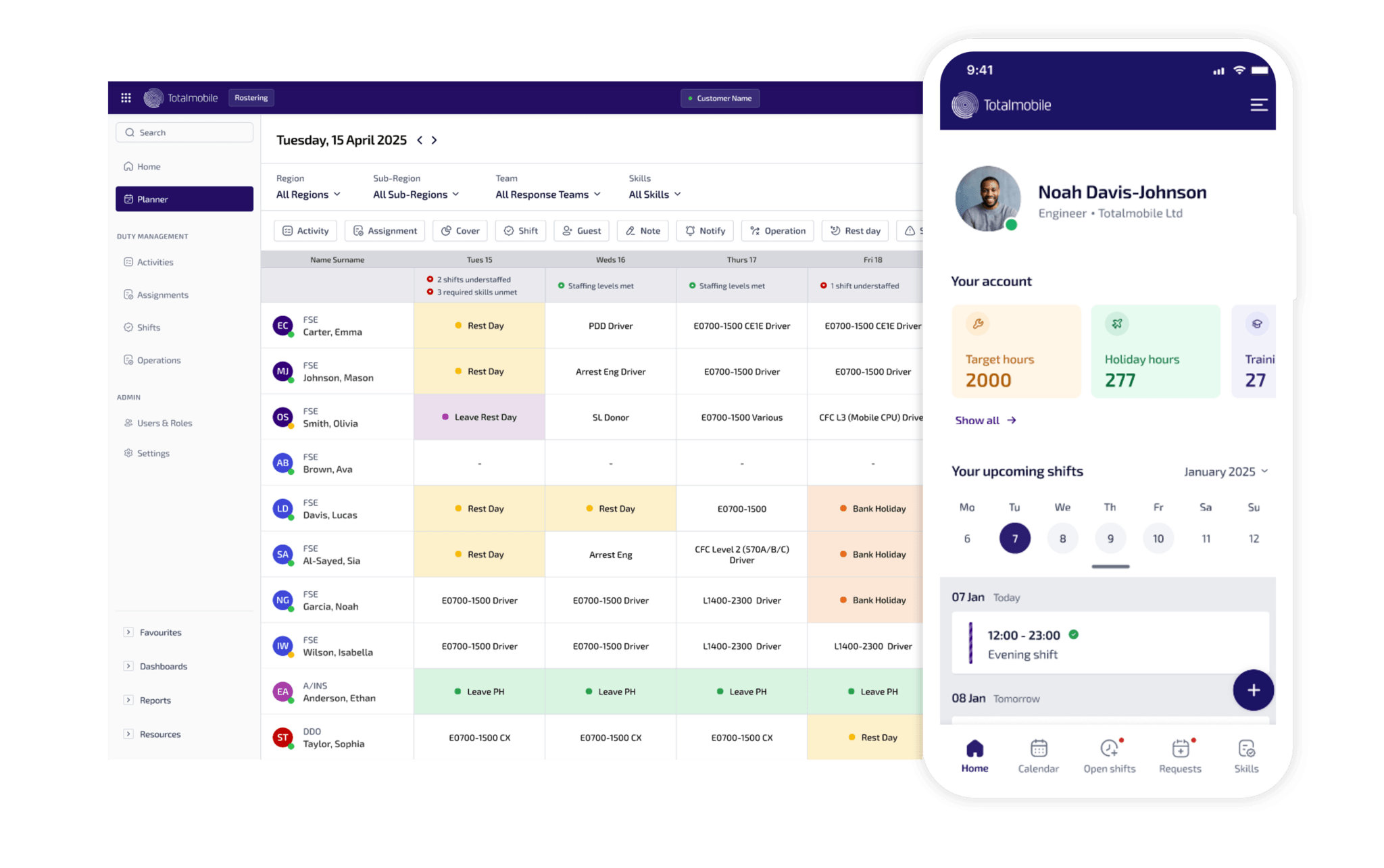 Staff Self-Rostering App | Totalmobile